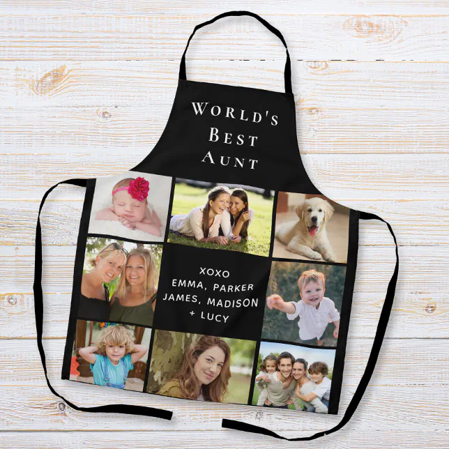 World's Best Aunt Photo Collage Black Apron | Zazzle