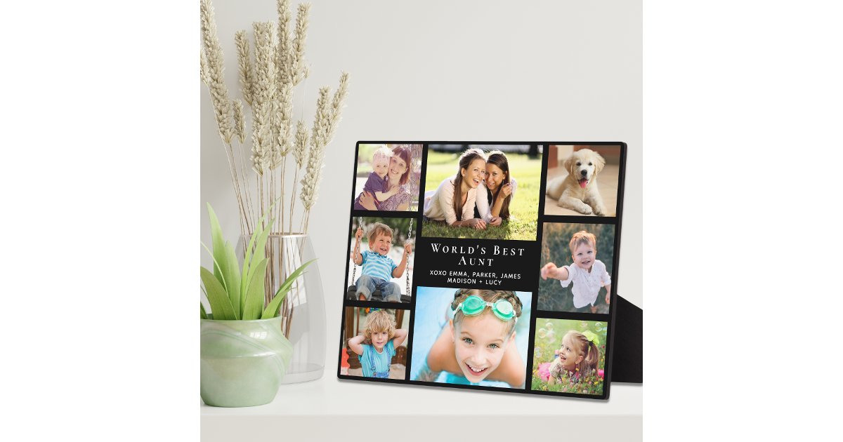 World's Best Aunt Photo Collage Black Plaque | Zazzle