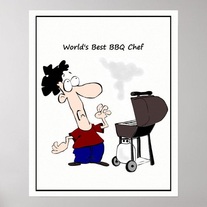 World's Best BBQ Chef Cartoon Poster | Zazzle.com