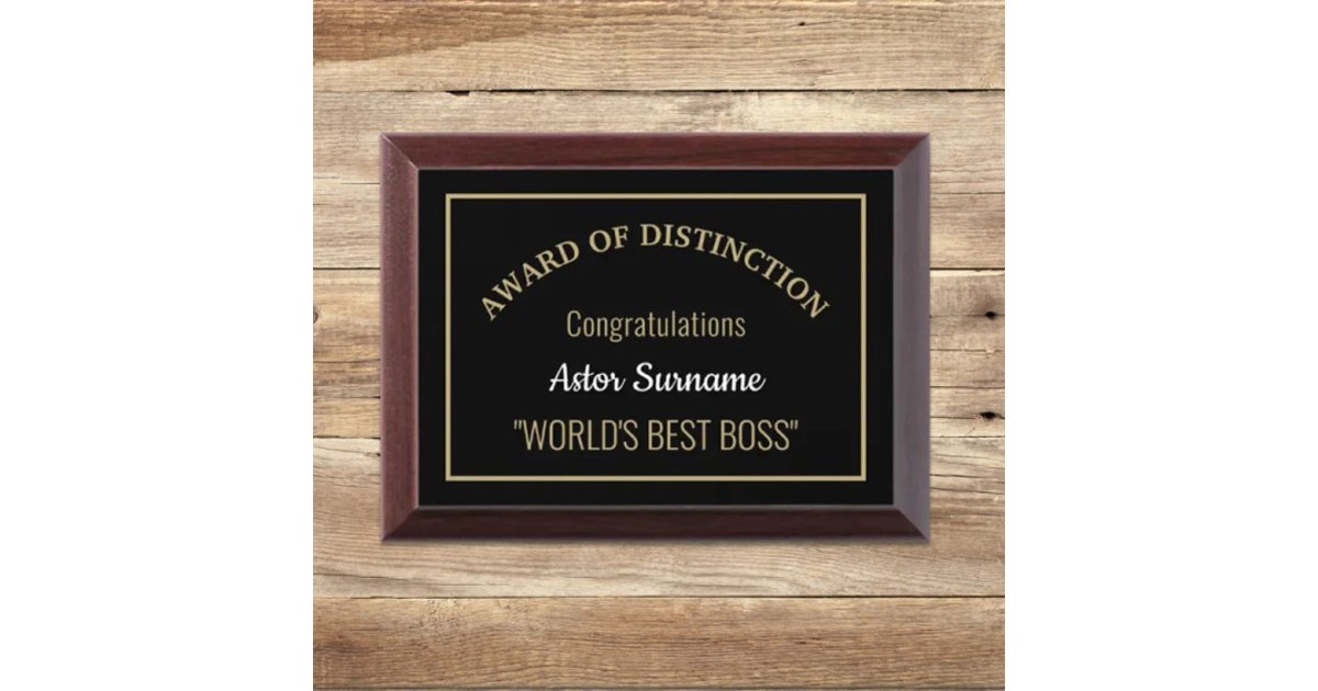 World's Best BOSS Award Plaque | Zazzle