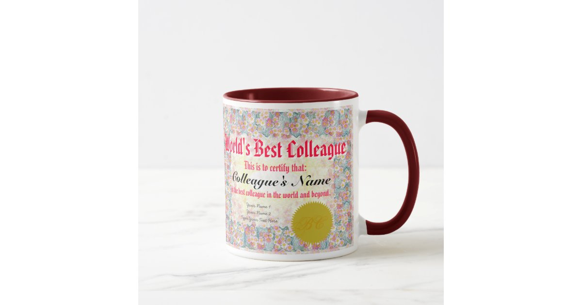 World's Best Colleague Certificate Mug | Zazzle