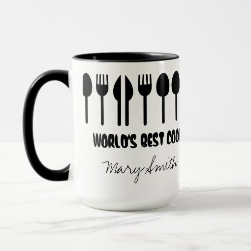 World's Best Cook Custom Name Black Mug | Zazzle
