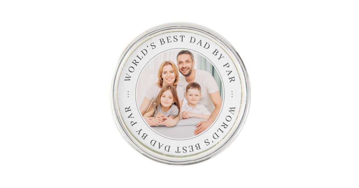 World's Best Dad By Par Classic Simple Photo Lapel Pin | Zazzle