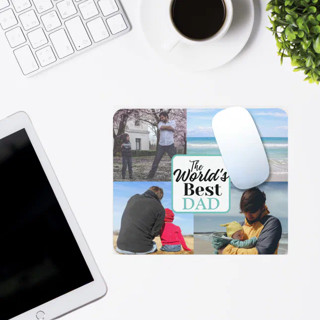 World's Best Dad | Custom Four Photo Collage Mouse Pad | Zazzle