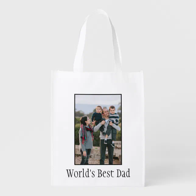 Worlds Best Dad Photo Grocery Bag | Zazzle