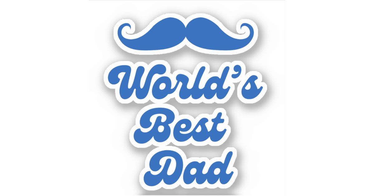worlds best dad, retro stylish blue fathers day sticker | Zazzle