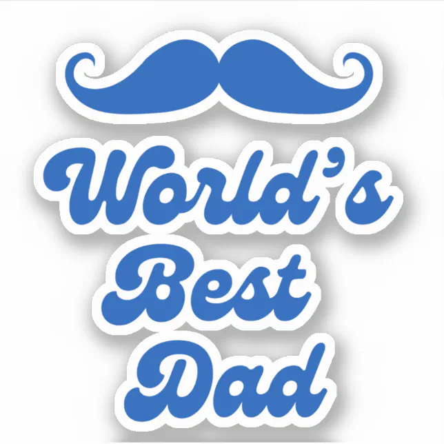worlds best dad, retro stylish blue fathers day sticker | Zazzle
