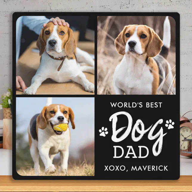 World's Best DOG DAD Custom 3 Photo Collage Plaque | Zazzle