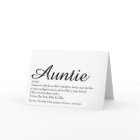 World's Best Ever Aunt, Auntie Definition Script Card | Zazzle