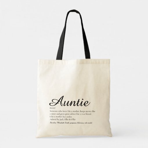 World's Best Ever Aunt, Auntie Definition Script Tote Bag | Zazzle