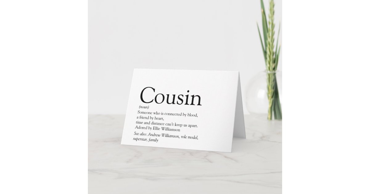 World's Best Ever Cousin Definition Card | Zazzle