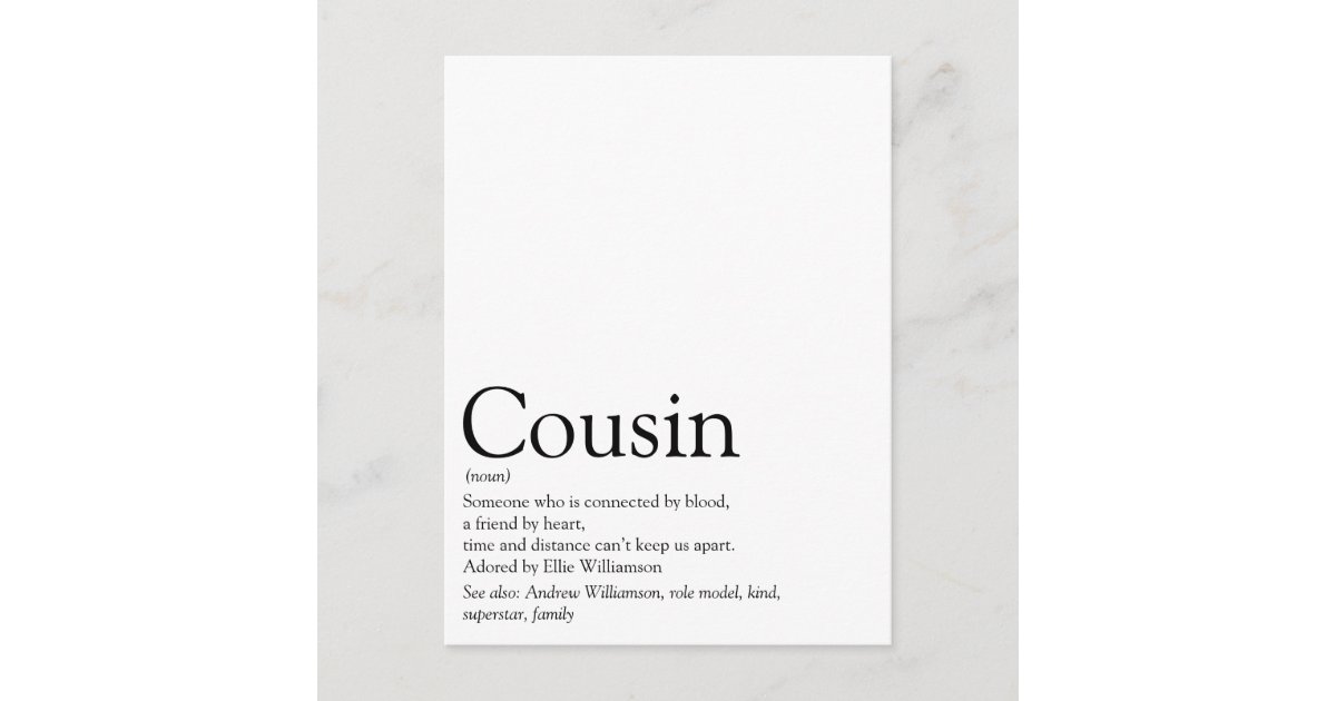 World's Best Ever Cousin Definition Postcard | Zazzle