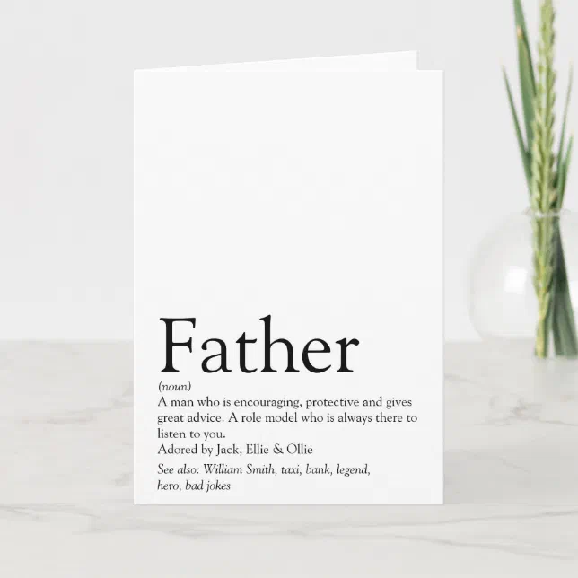 World's Best Ever Dad Daddy Father Definition Card | Zazzle