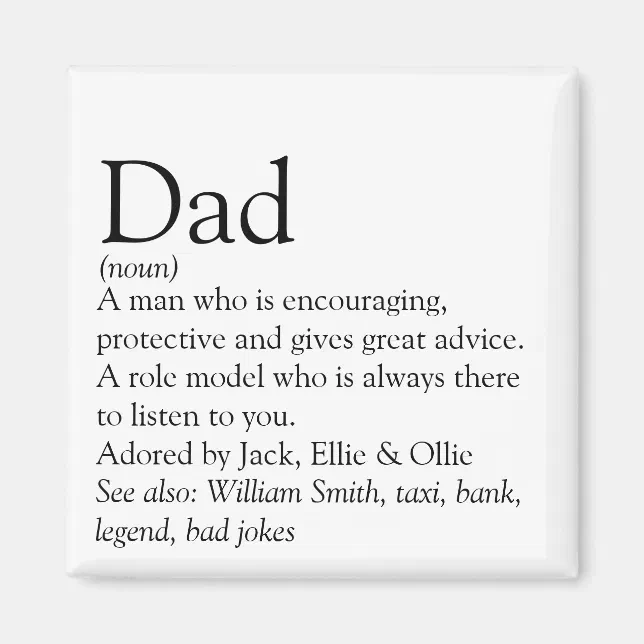 World's Best Ever Dad, Daddy, Father Definition Magnet | Zazzle