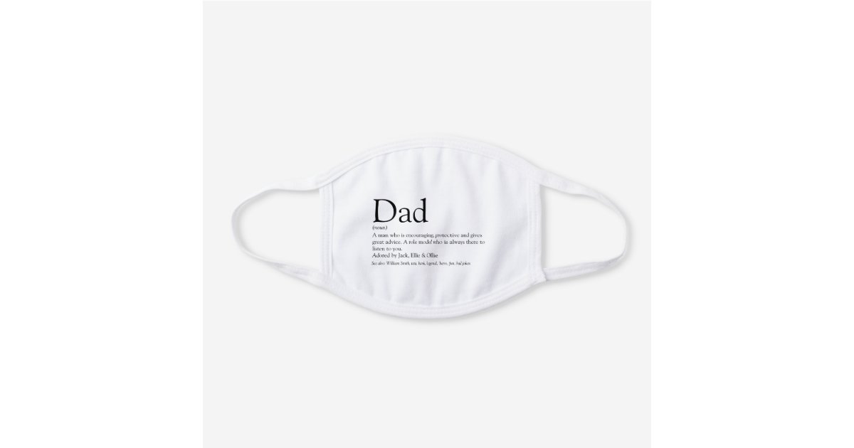World's Best Ever Dad Daddy Father Definition White Cotton Face Mask ...