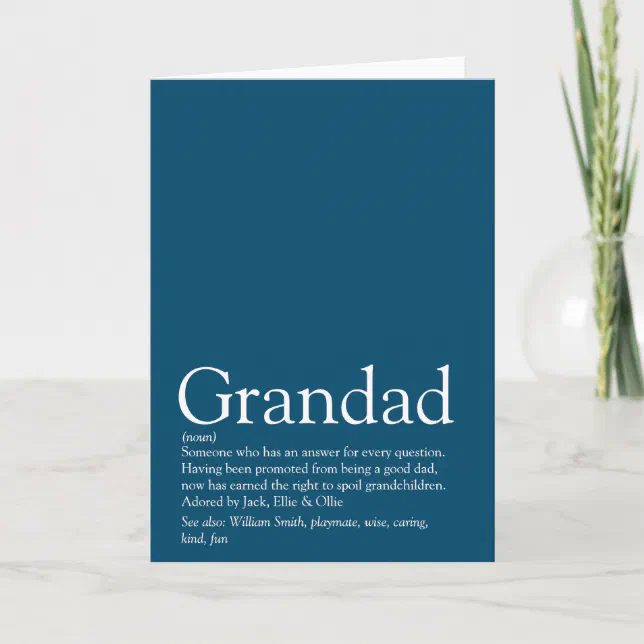 Worlds Best Ever Grandpa Grandad Papa Definition Card | Zazzle