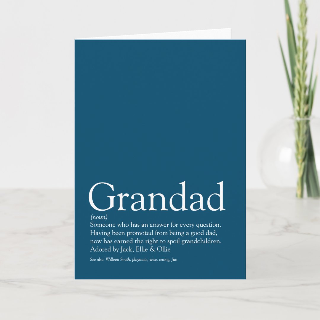 Worlds Best Ever Grandpa, Grandad, Papa Definition Card | Zazzle