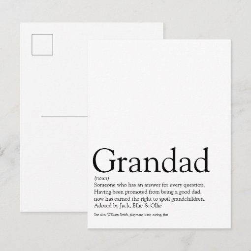 Worlds Best Ever Grandpa, Grandad, Papa Definition Postcard | Zazzle