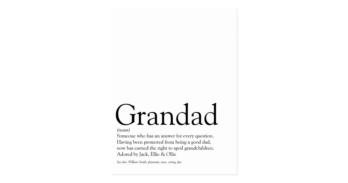 Worlds Best Ever Grandpa, Grandad, Papa Definition Postcard | Zazzle.com
