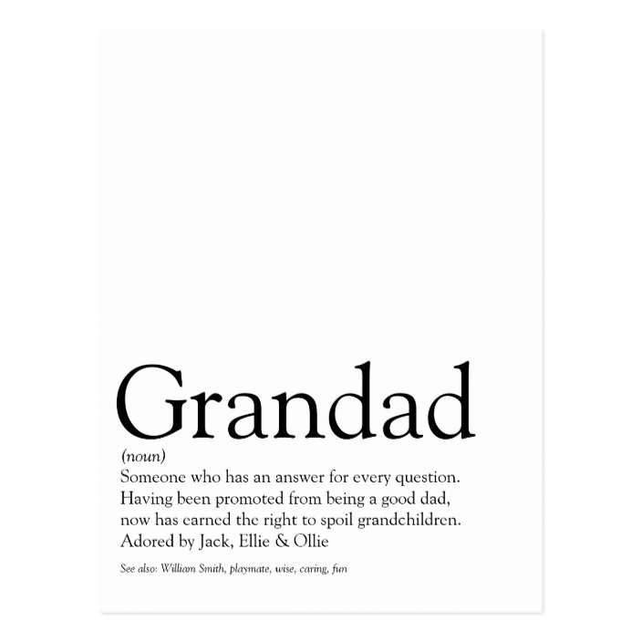 Worlds Best Ever Grandpa, Grandad, Papa Definition Postcard | Zazzle.com