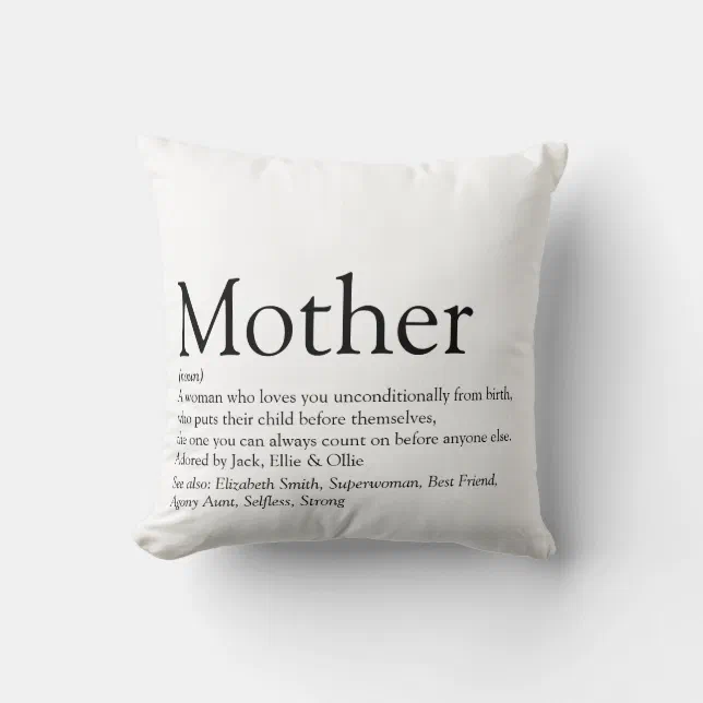 World's Best Ever Mom Mum Mother Definition Throw Pillow | Zazzle