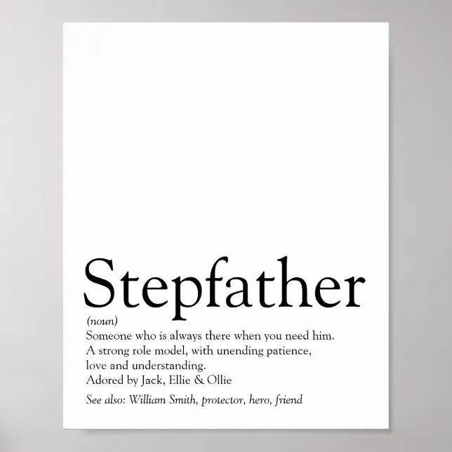 World's Best Ever Stepfather, Stepdad Definition Poster | Zazzle