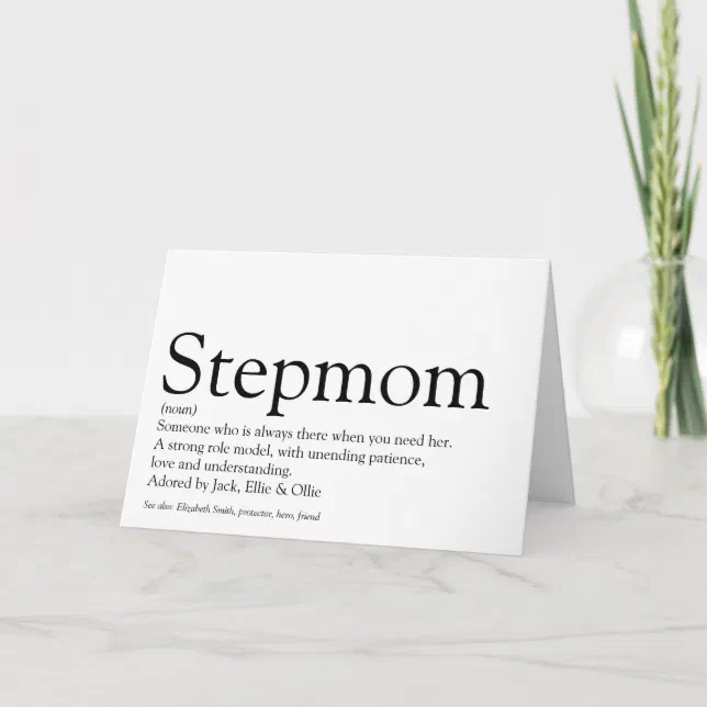 Worlds Best Ever Stepmom Stepmother Definition Card Zazzle