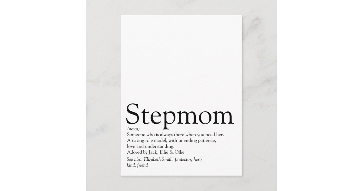Worlds Best Ever Stepmom Stepmother Definition Postcard Zazzle