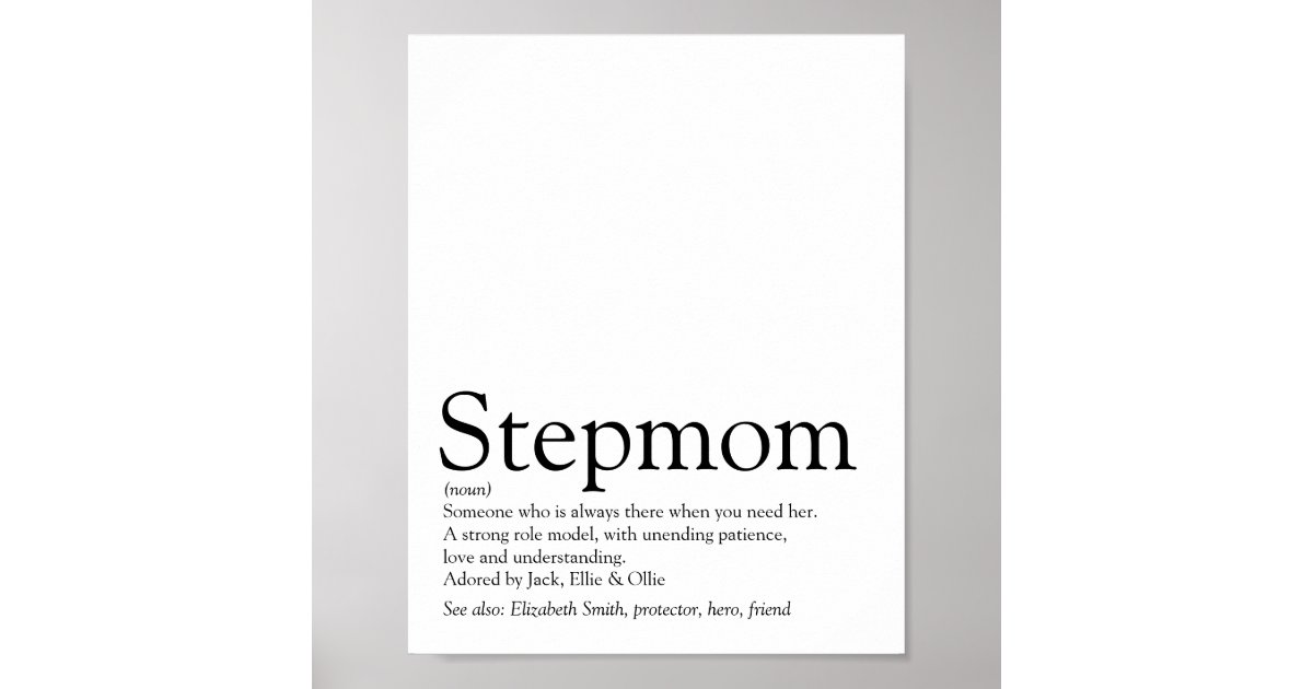Worlds Best Ever Stepmom Stepmother Definition Poster Zazzle
