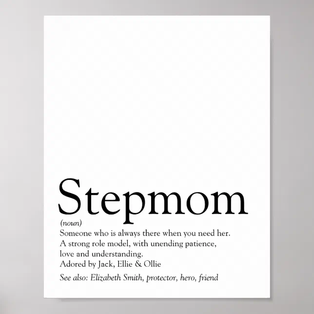 Worlds Best Ever Stepmom Stepmother Definition Poster Zazzle