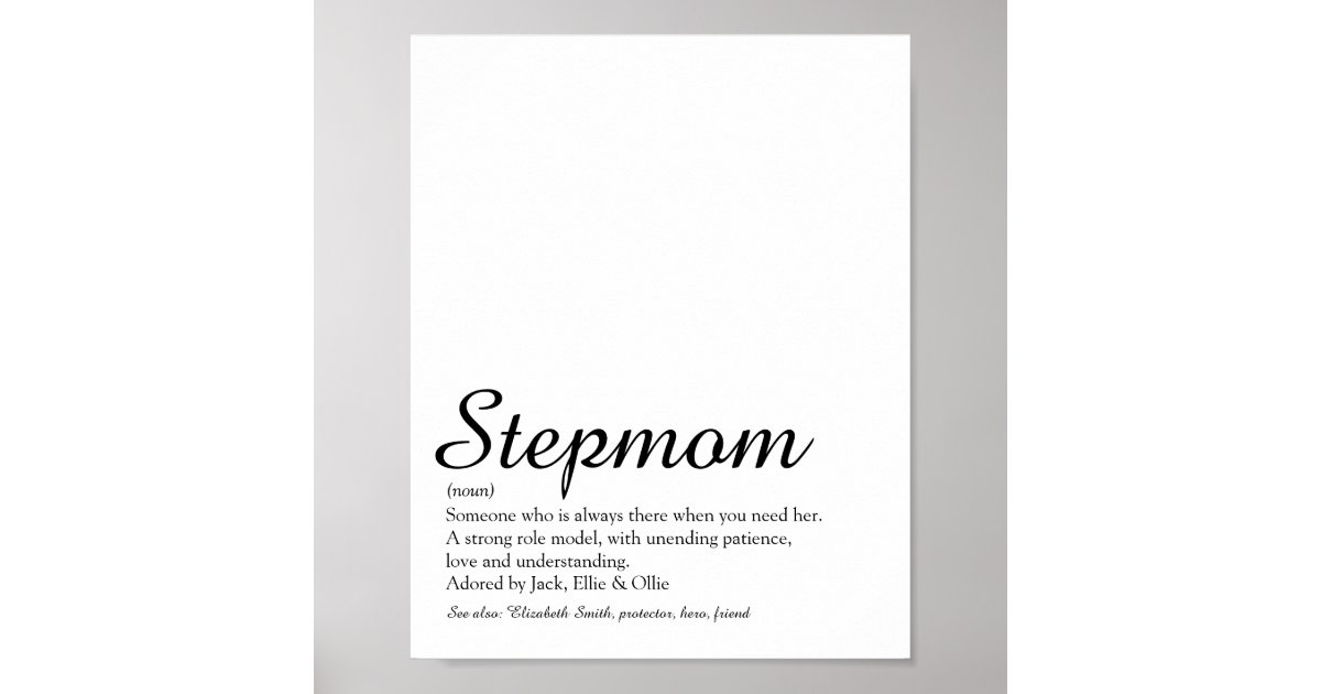 Worlds Best Ever Stepmom Stepmother Definition Poster Zazzle
