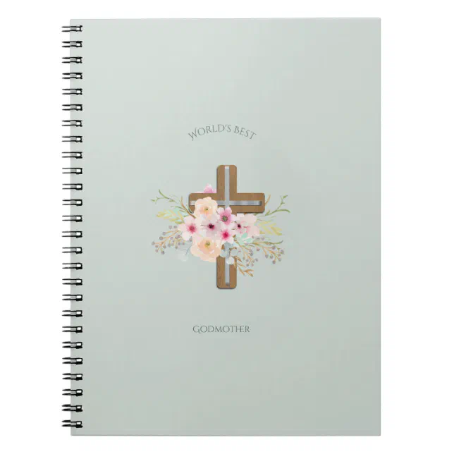 World's Best GODMOTHER Gift - Floral Cross Notebook | Zazzle