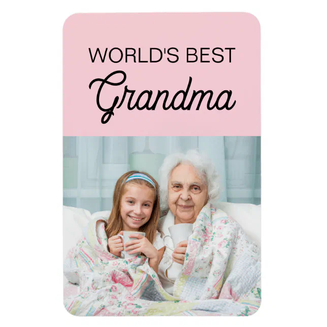 World's Best Grandma Pink Grandchild Photo Magnet | Zazzle