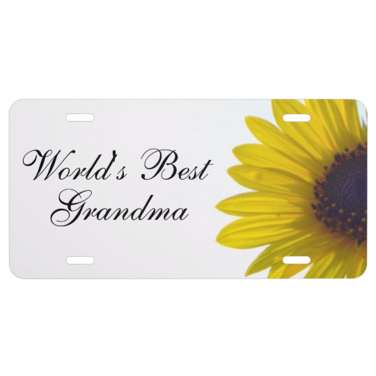World's Best Grandma Sunflower License Plate | Zazzle.com