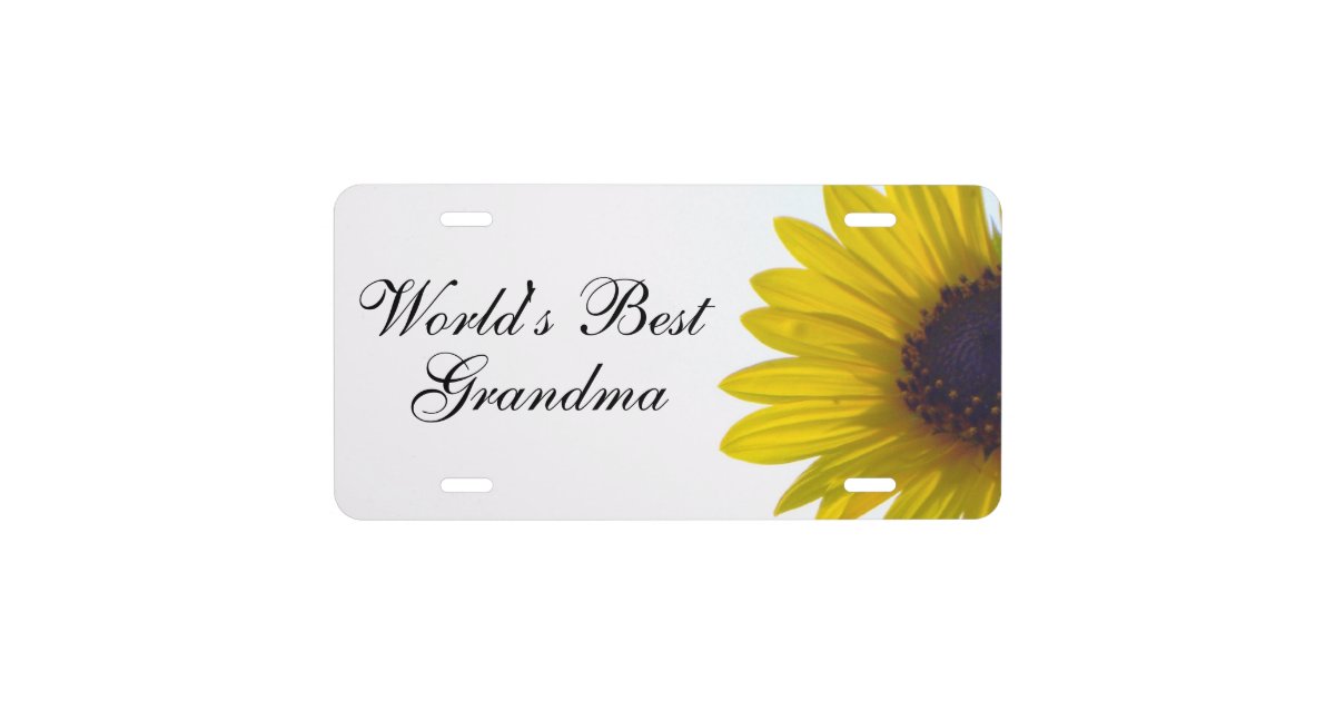World's Best Grandma Sunflower License Plate | Zazzle