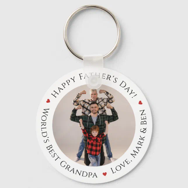 Worlds Best Grandpa Funny Photo Custom Fathers Day Keychain | Zazzle