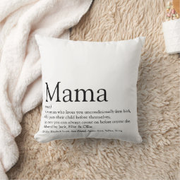 World's Best Mama Definition Quote Black and White Throw Pillow | Zazzle