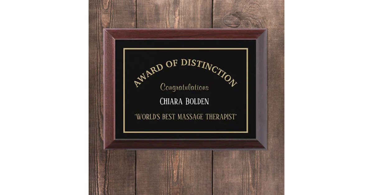 World's Best Massage Therapist Award Plaque | Zazzle