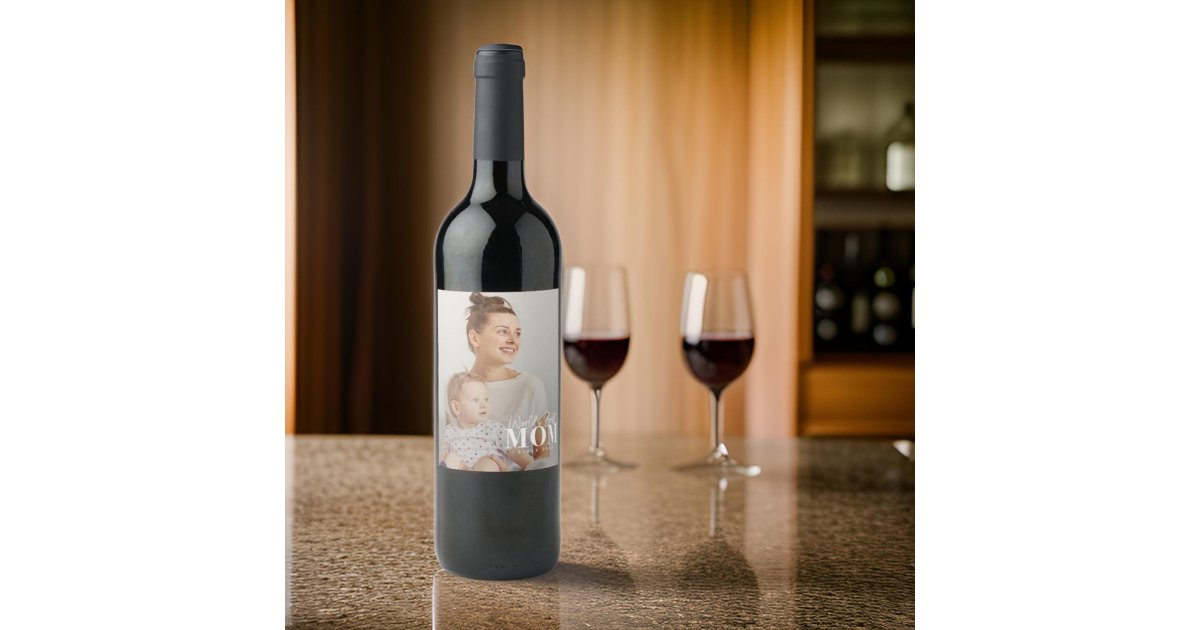 World's Best Mom Since 20XX Modern Photo Wine Label | Zazzle