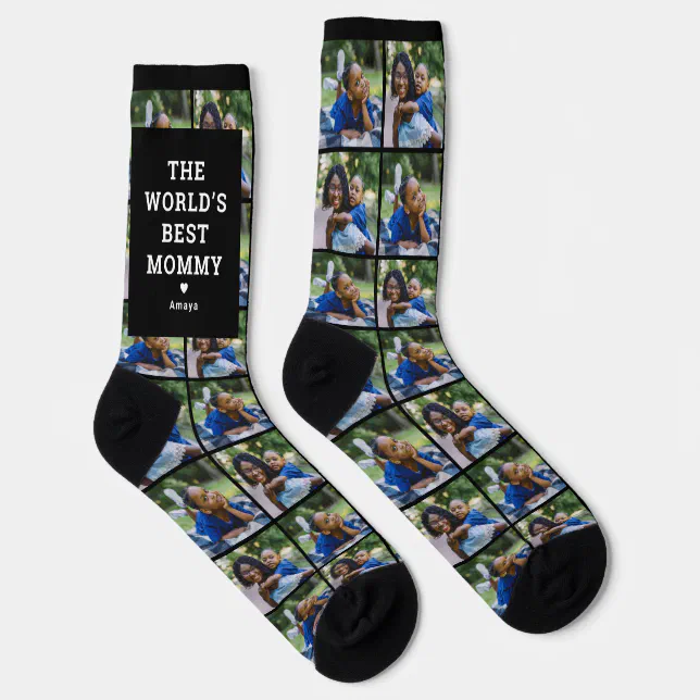 Worlds Best Mommy Custom Family Photo Collage Socks | Zazzle