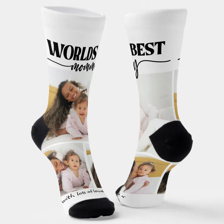 Worlds Best Mommy Photo Collage Socks | Zazzle