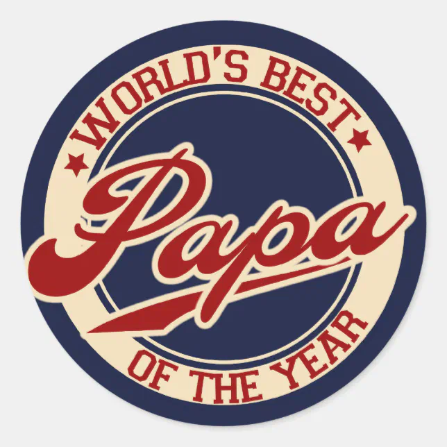 World's Best Papa Classic Round Sticker | Zazzle