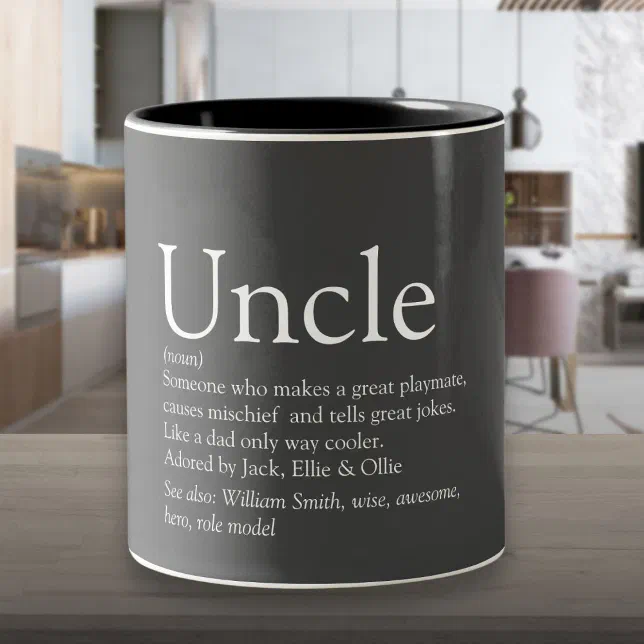 World's Best Uncle Funcle Modern Definition Gray Two-Tone Coffee Mug ...