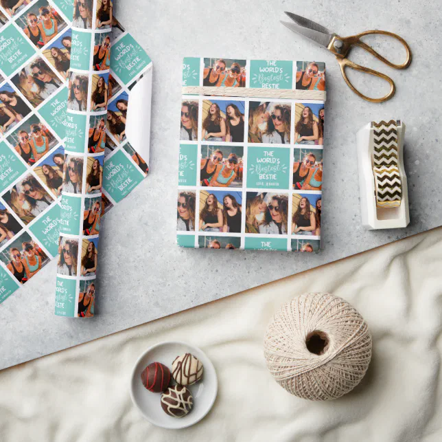 World's Bestest Bestie Photo Collage Wrapping Paper | Zazzle