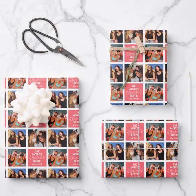 World's Bestest Bestie Photo Collage Wrapping Paper Sheets | Zazzle