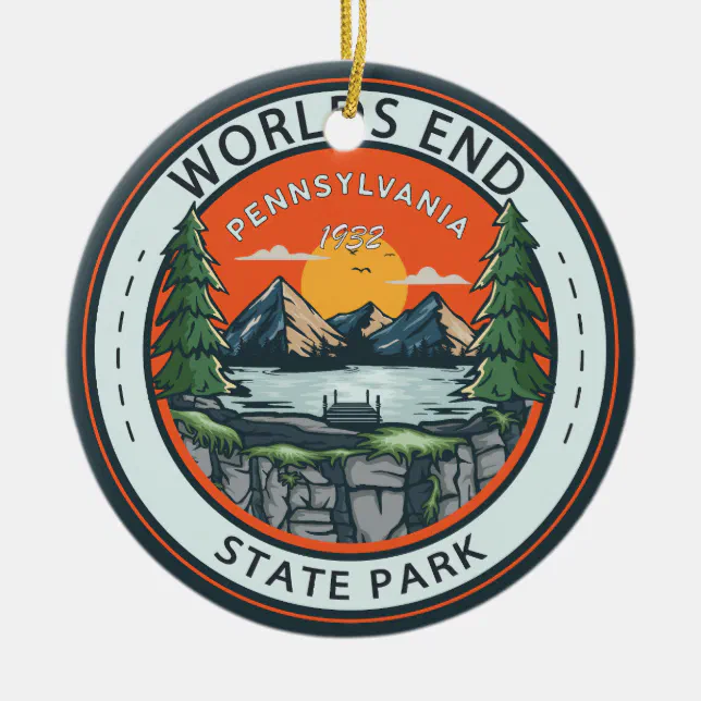 Worlds End State Park Pennsylvania Badge Ceramic Ornament | Zazzle
