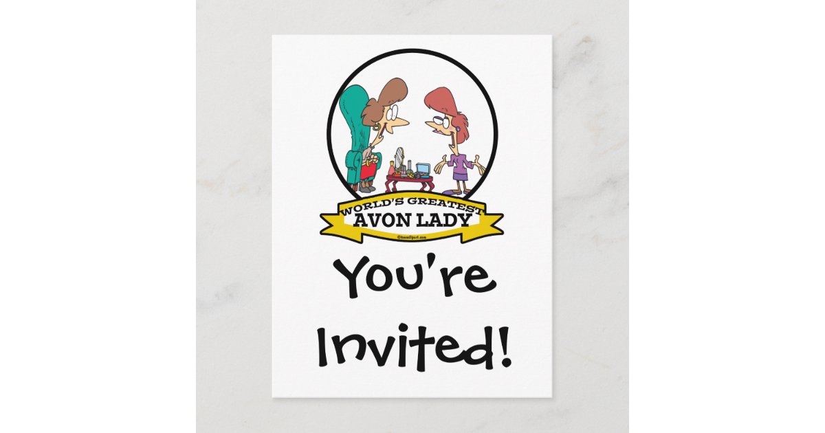 WORLDS GREATEST AVON LADY WOMEN CARTOON INVITATION | Zazzle.com