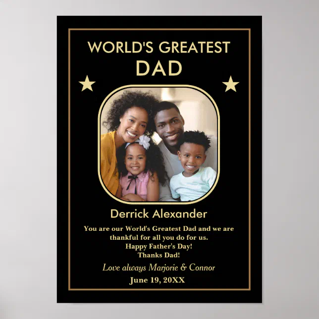 World's Greatest Dad Father's Day Photo Custom Poster | Zazzle