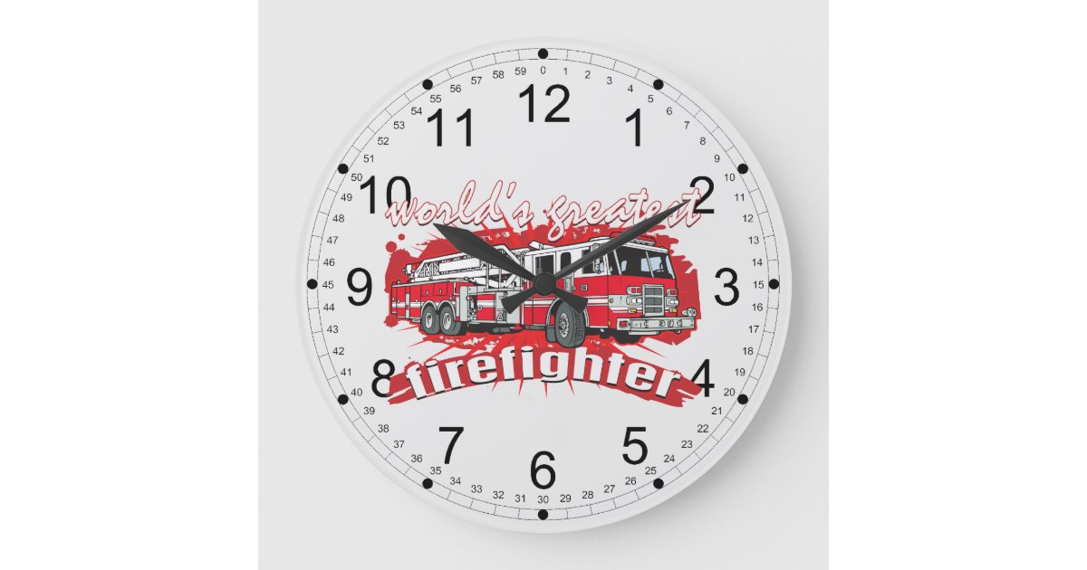 World's Greatest Firefighter Large Clock | Zazzle