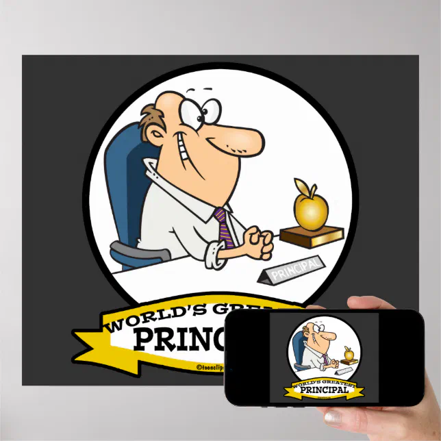 WORLDS GREATEST PRINCIPAL MEN CARTOON POSTER | Zazzle